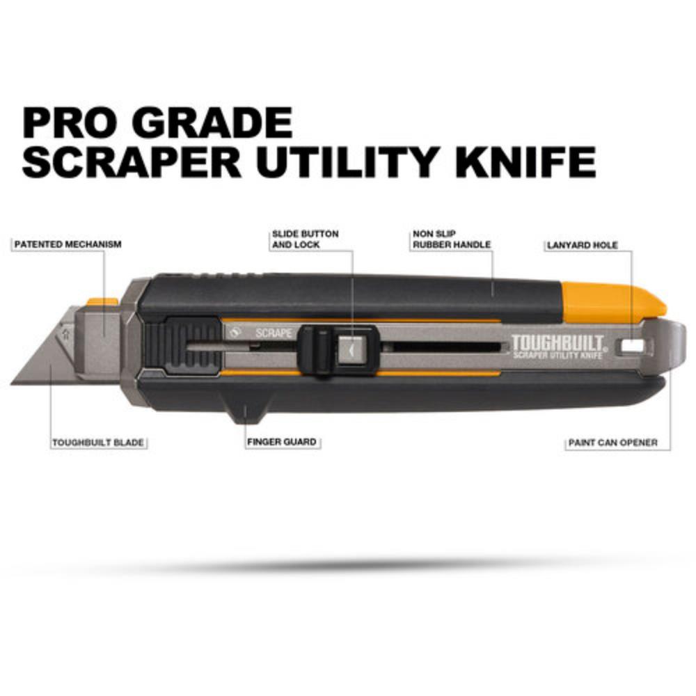 Toughbuilt Scraper Utility Knife (Incl. 5 Utility Knife Blades ...