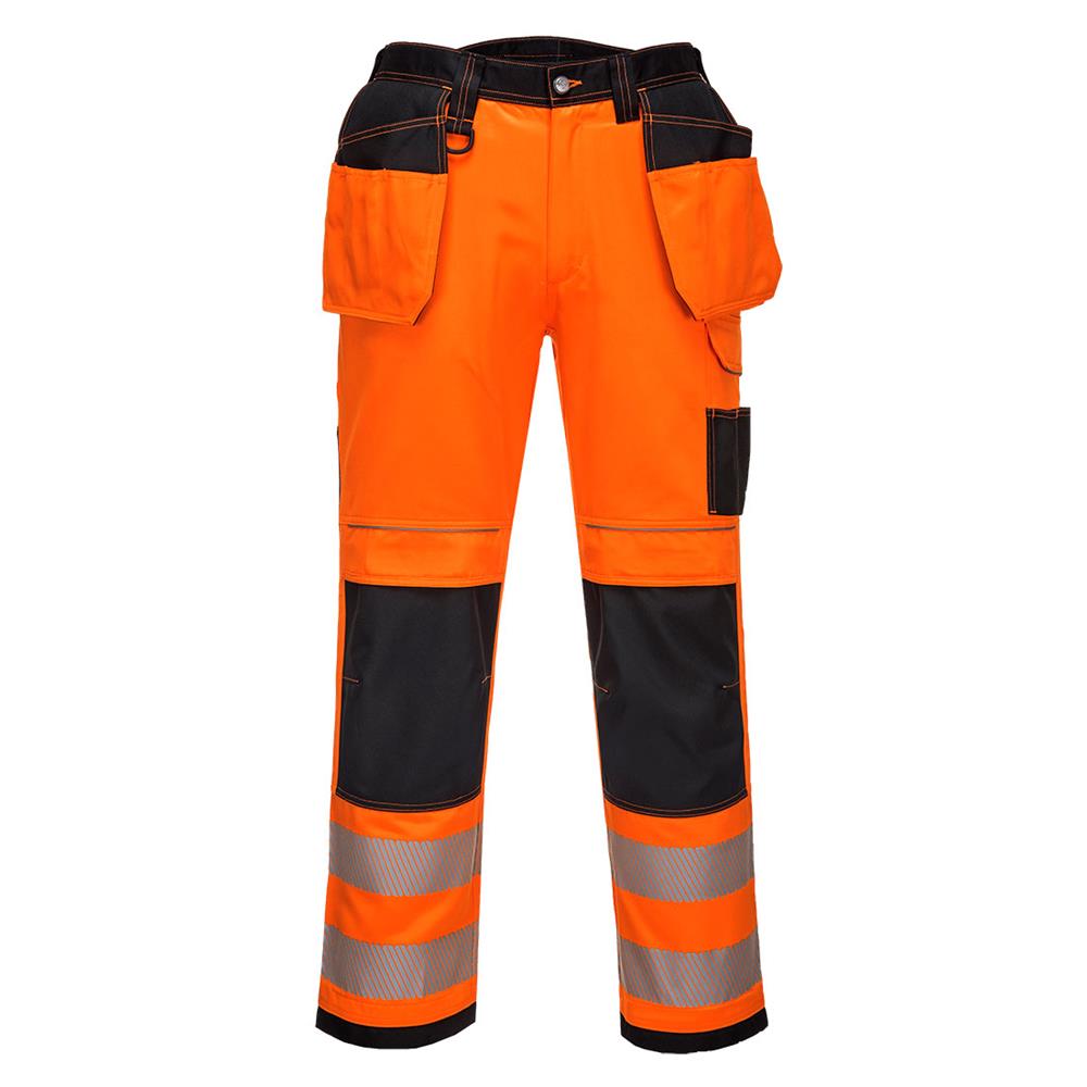 Portwest T501 - PW3 Hi-Vis Holster Work Trouser - Orange/Black ...
