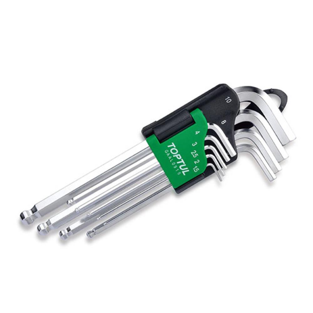 Toptul 9Pce Long Ball Hex Key Set 1.5-10mm | Toolfix | Dundalk | Co ...