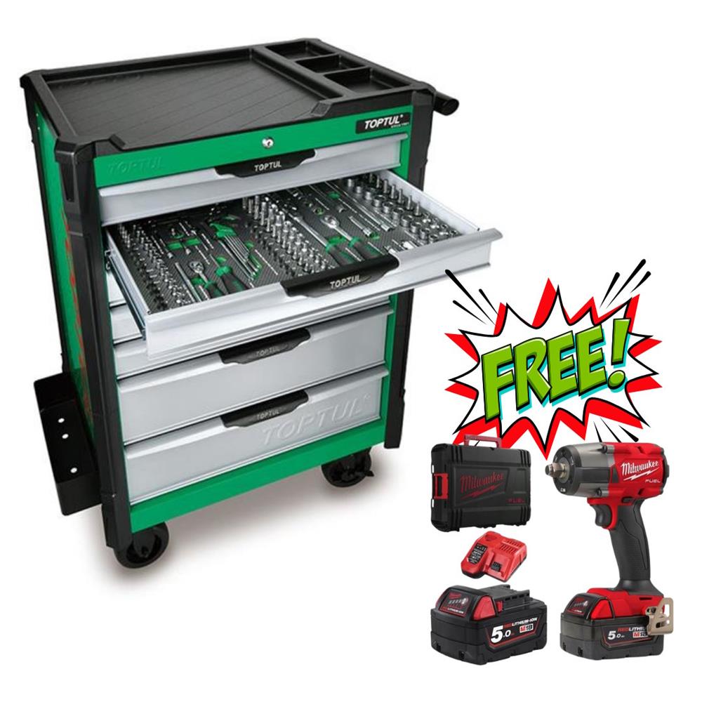 Toptul 213Pc W/7-Drawer Mechanics Tool Trolley | Toolfix | Dundalk | Co ...