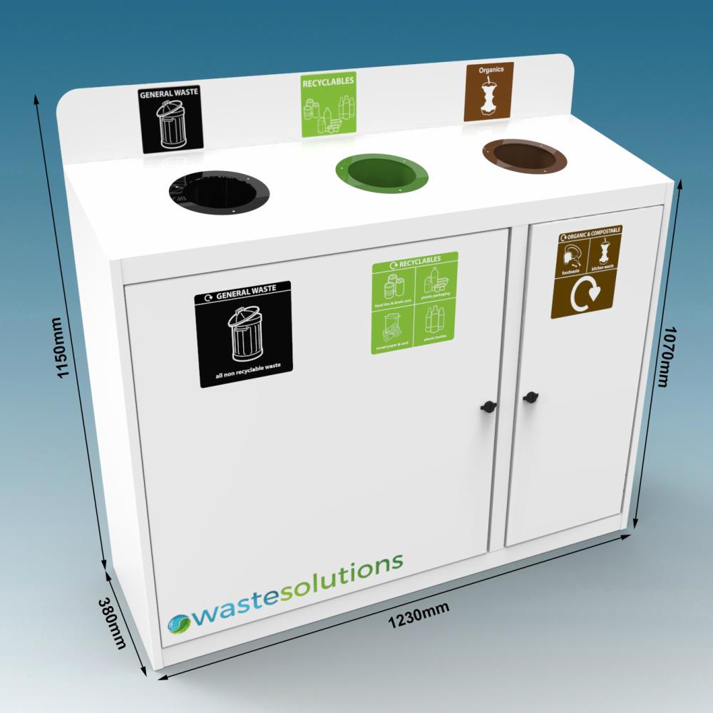 Waste Solutions 3 Way Metal Trinity Recycling Bin | ecostore.ie Ireland
