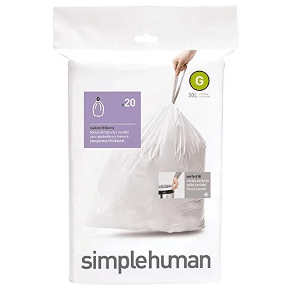 SimpleHuman Code G, pack of 20, White plastic. 30L capacity. | ecostore ...