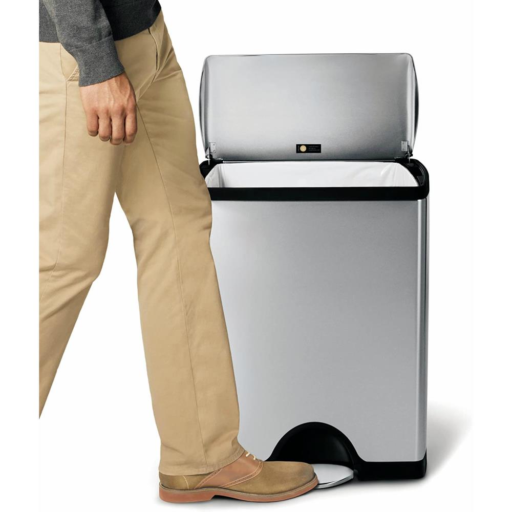 Simple Human Rectangular Steel Bin 50L Pedal Operated Brushed Stainless ...