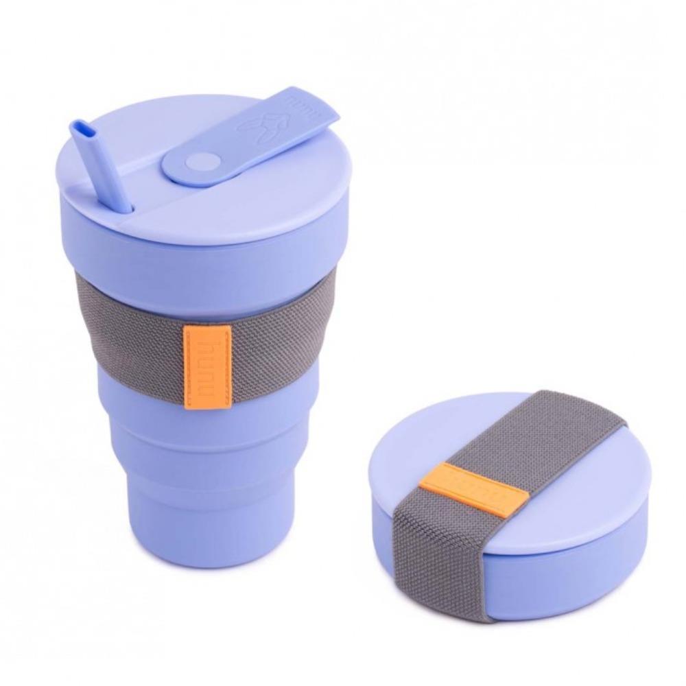 Hunu Collapsible Silicone Cup + Straw 20oz Lavender | ecostore.ie Ireland