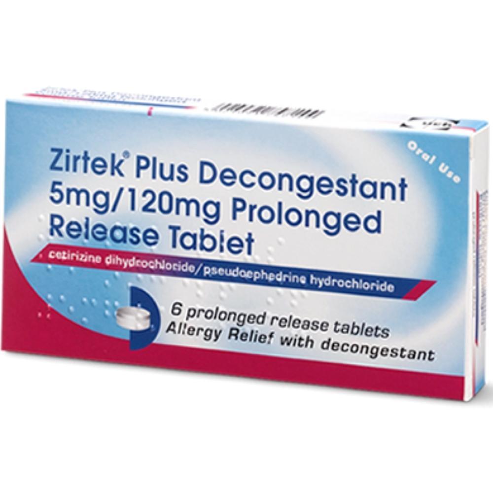 Zirtek Plus Decongestant 5Mg/120mg Prolonged Release 6 Tablets ...
