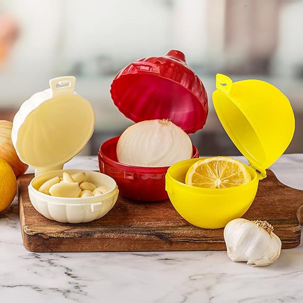 CRYSTALIA Onion Storage, Garlic Keeper, Lemon Saver - Food Preserve ...