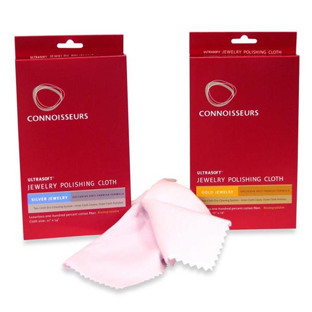 Connoisseurs UltraSoft Gold & Silver Jewellery Polishing Cloth polishes ...