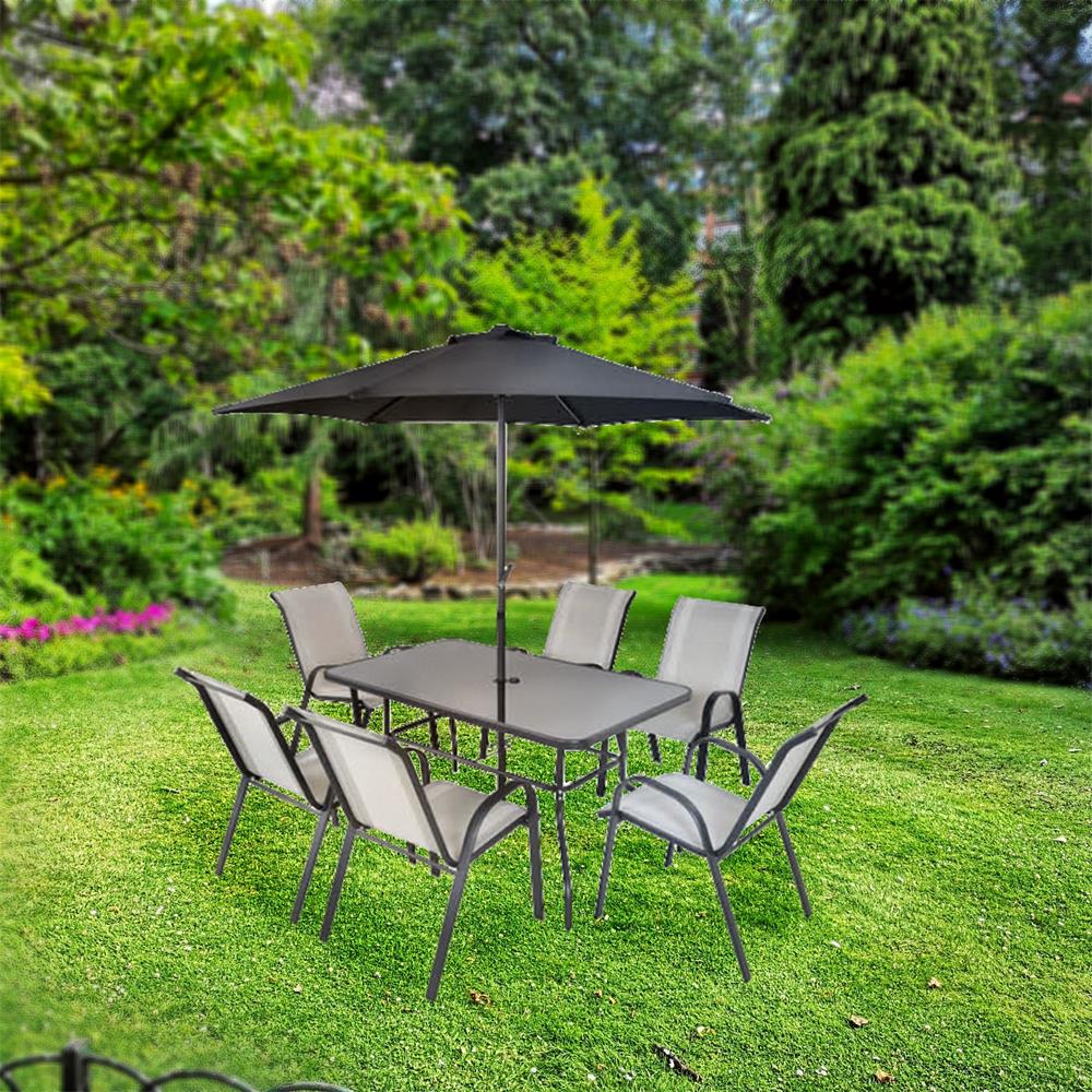 Garden Collection Sorrento Six Seater Outdoor Dining Set With Parasol ...