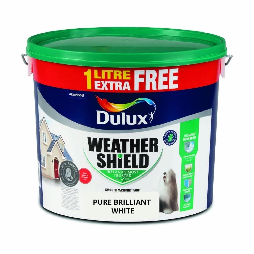 Dulux Weathershield Smooth Masonry Paint 10L + 1L Free White |EEC ...