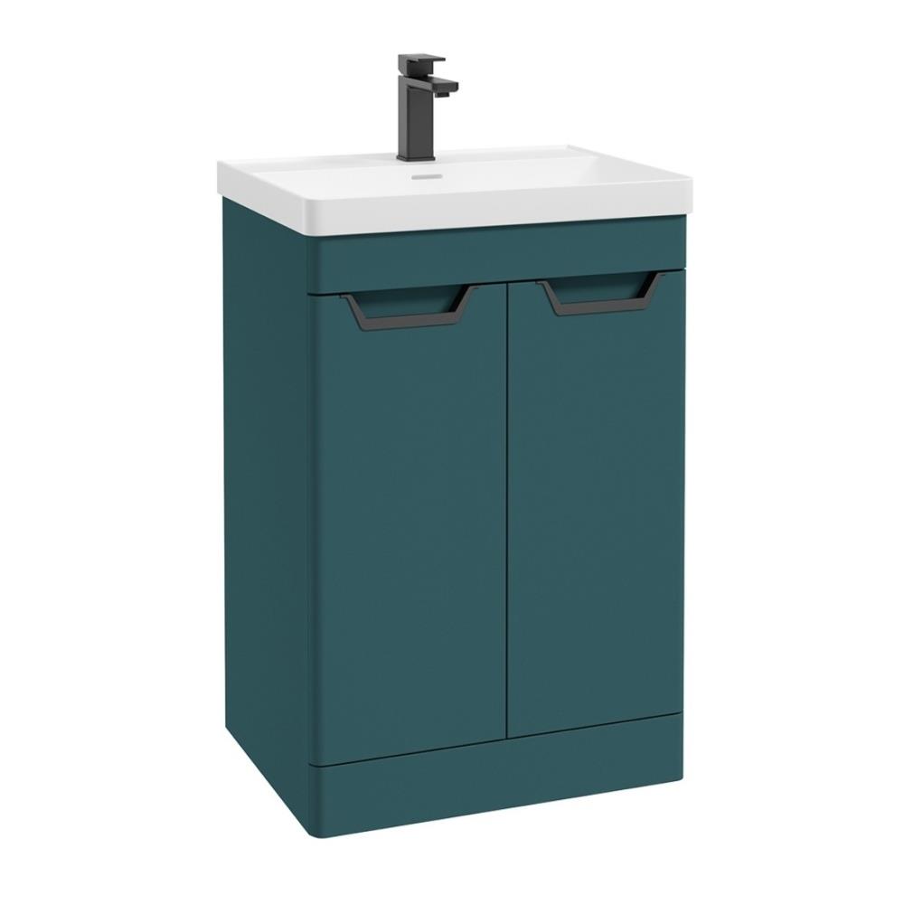 Sonas Freya 60Cm 2 Door Floor Standing Vanity Unit Matt Ocean Blue |EEC ...