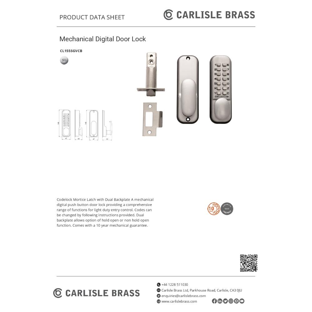 Carlisle Brass Mechanical Door Mortice Latch Digital Lock |EEC ...