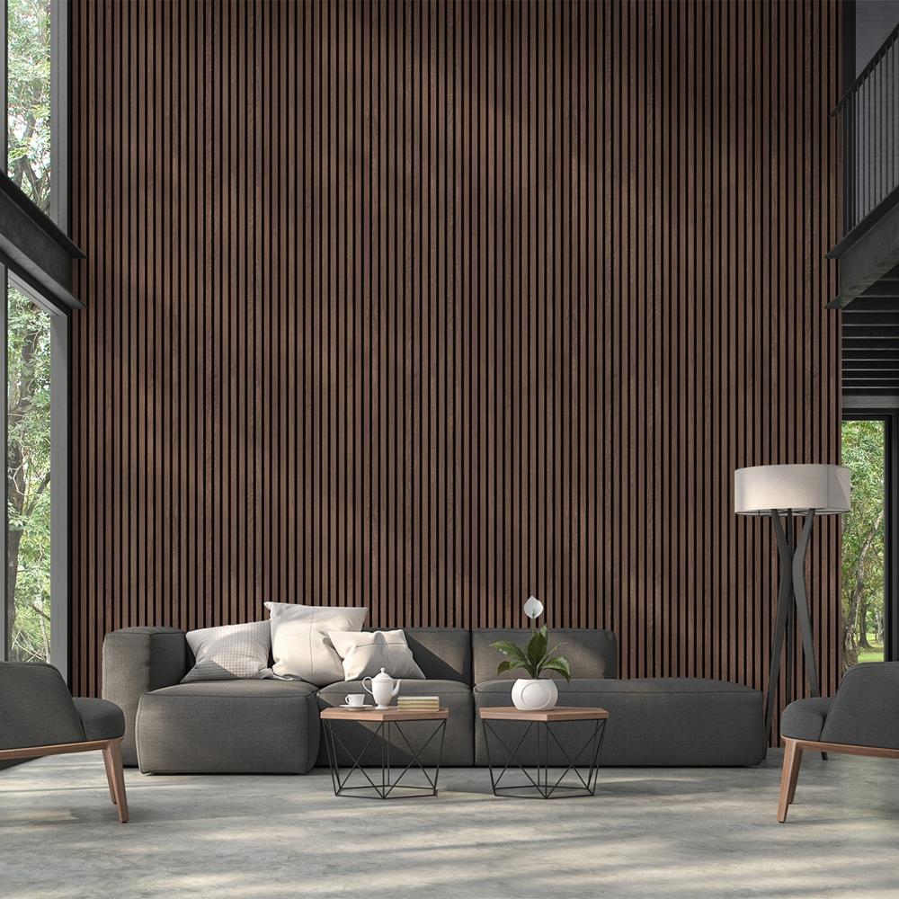 Fibrotech Smoked Oak Acoustic Wall Panel 2.4m x 605mm |EEC Homevalue ...