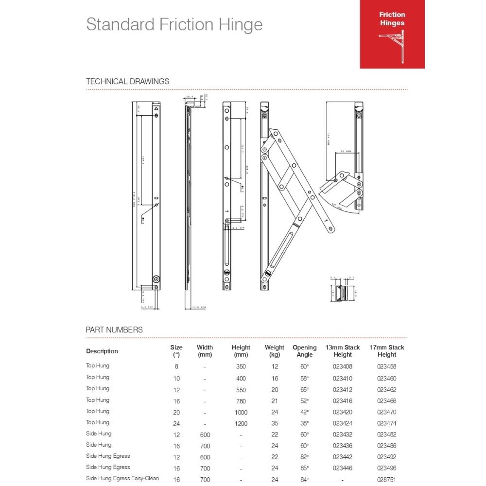 Mila Standard Friction Hinge 12" |EEC Homevalue | Balbrigggan | Co. Dublin