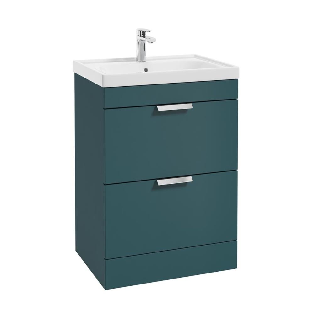 Sonas Stockholm Ocean Blue Matt 60Cm 2 Drawer Floor Standing Vanity ...