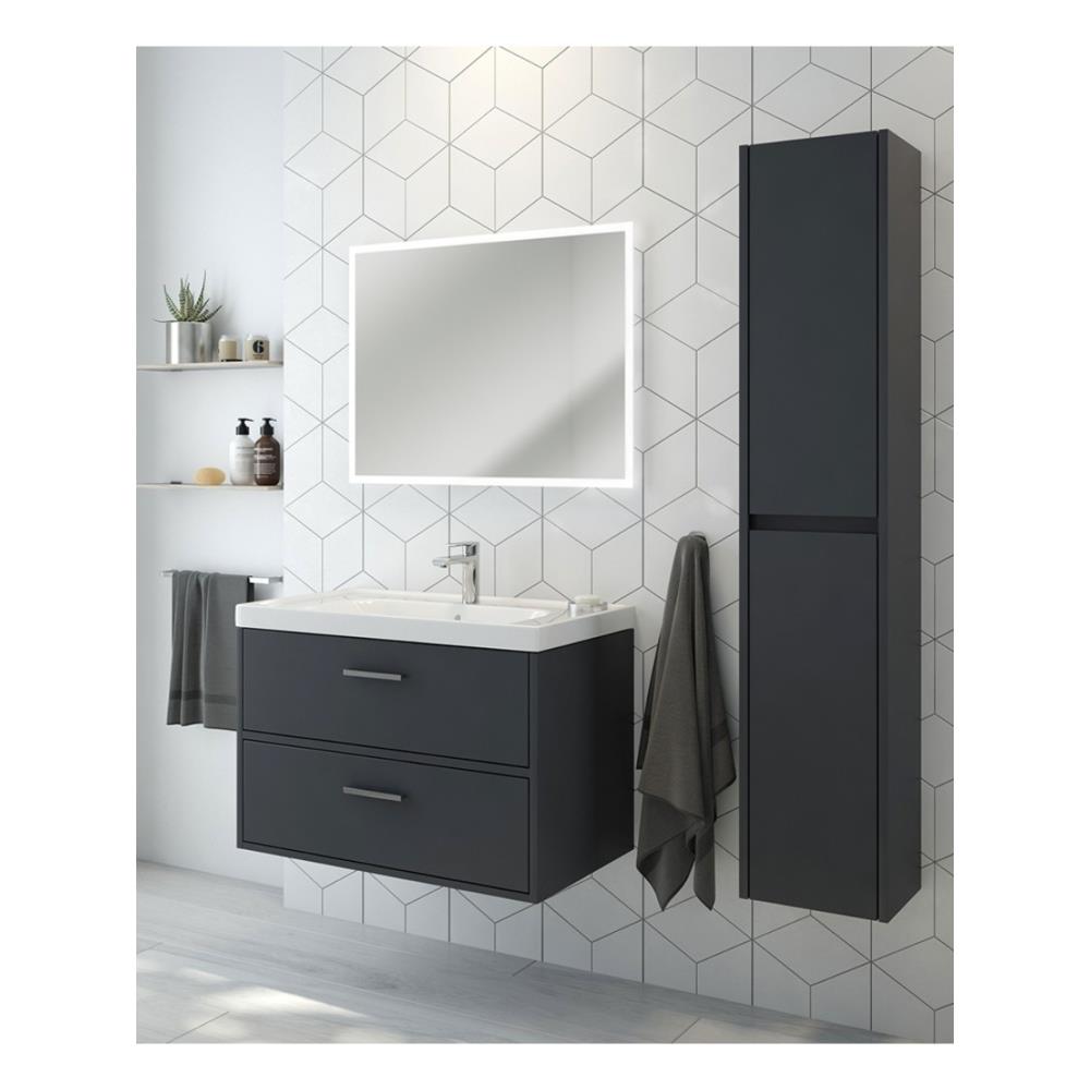 Sonas Finland Midnight Grey Matt 80Cm Wall Hung Vanity Unit |EEC ...