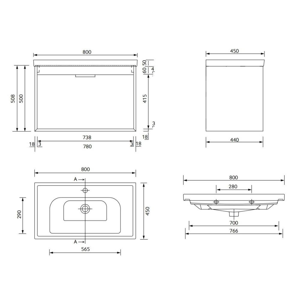 Sonas Fjord Ocean Blue Matt 80Cm Wall Hung Vanity Unit |EEC Homevalue ...