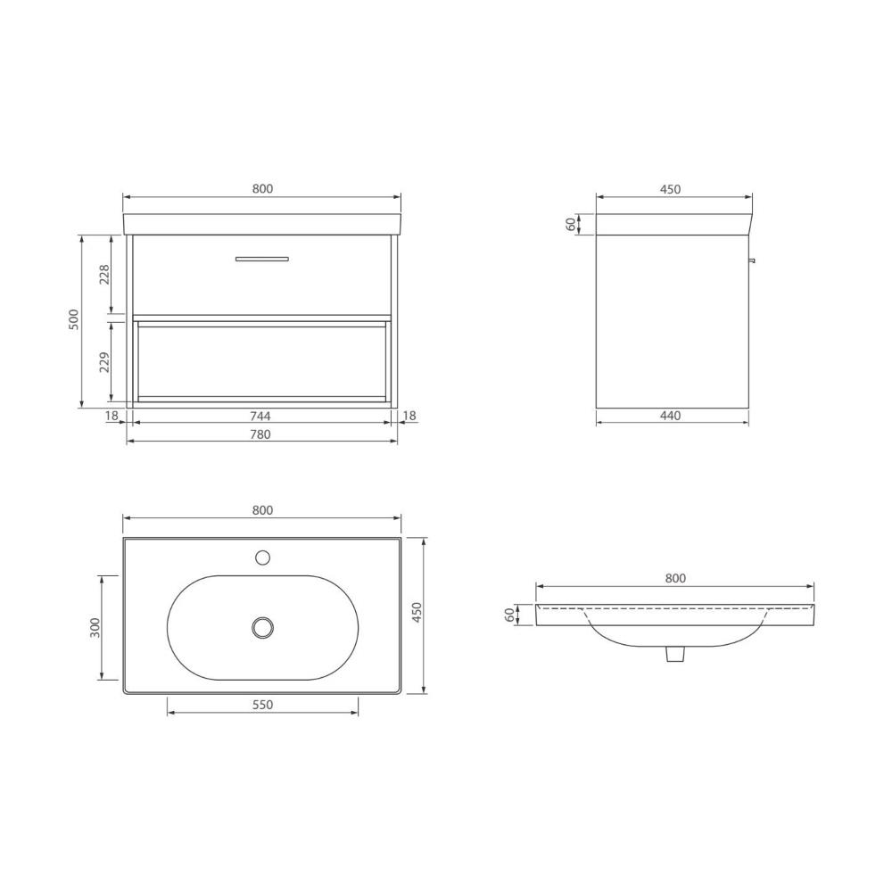 Sonas Malmo 80Cm 1 Drawer Open Shelf Unit Matt Night Sky Blue Matt ...