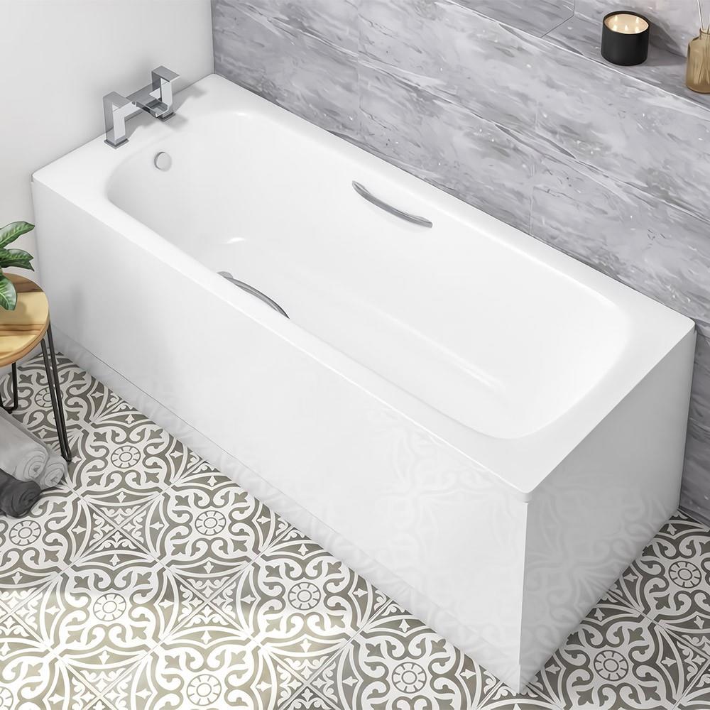 Sonas Strata Single Ended Steel Bath Tub With Twin Grips & Anti-Slip ...