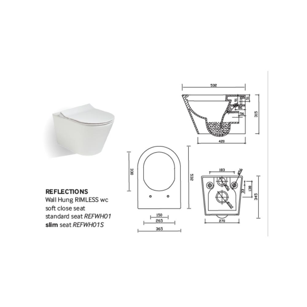 Sonas Reflections Wall Hung Rimless Wc - Slim Soft Close Seat |EEC ...