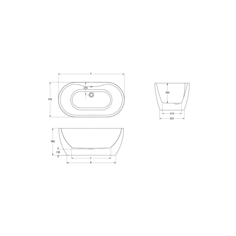 Sonas Andrea Contemporary Freestanding Bath Tub - 1655X745 |EEC ...