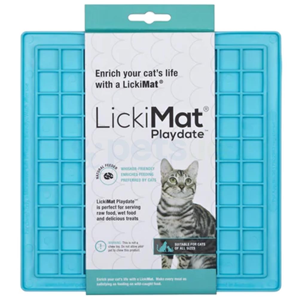 Lickimat Playdate Cat - Slow Feeder & Treat Mat - Turquoise | Pets.ie ...