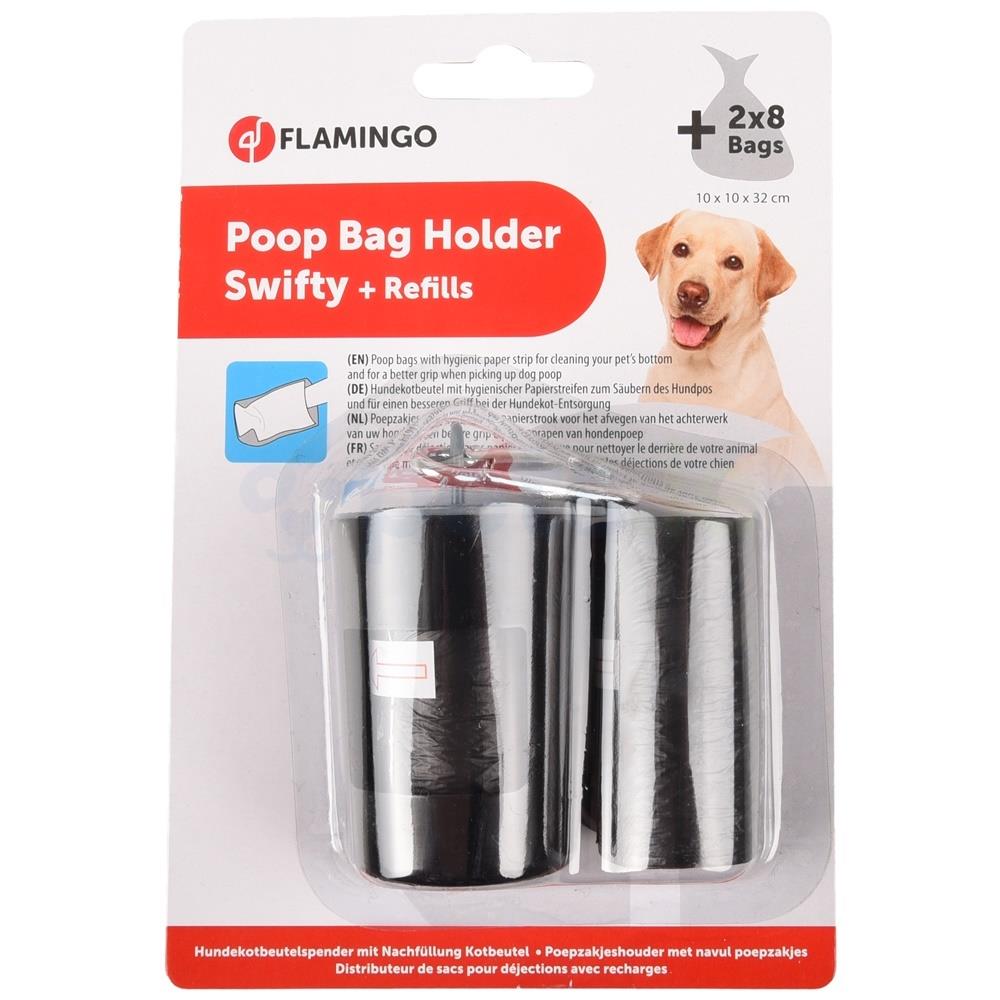 Flamingo Waisty - Poop Bags & Dispenser - Black | Pets.ie | Ireland