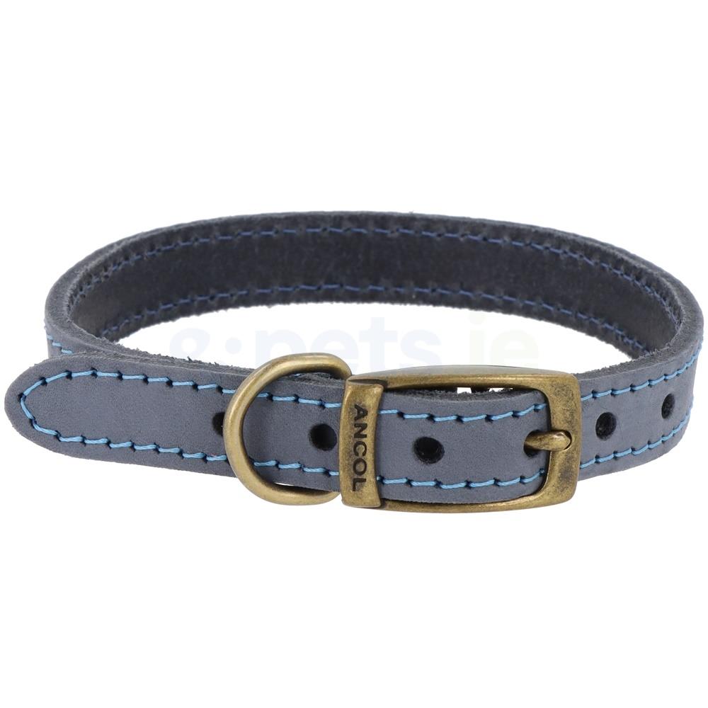 Ancol Timberwolf Leather Dog Collar Blue | Pets.ie | Ireland