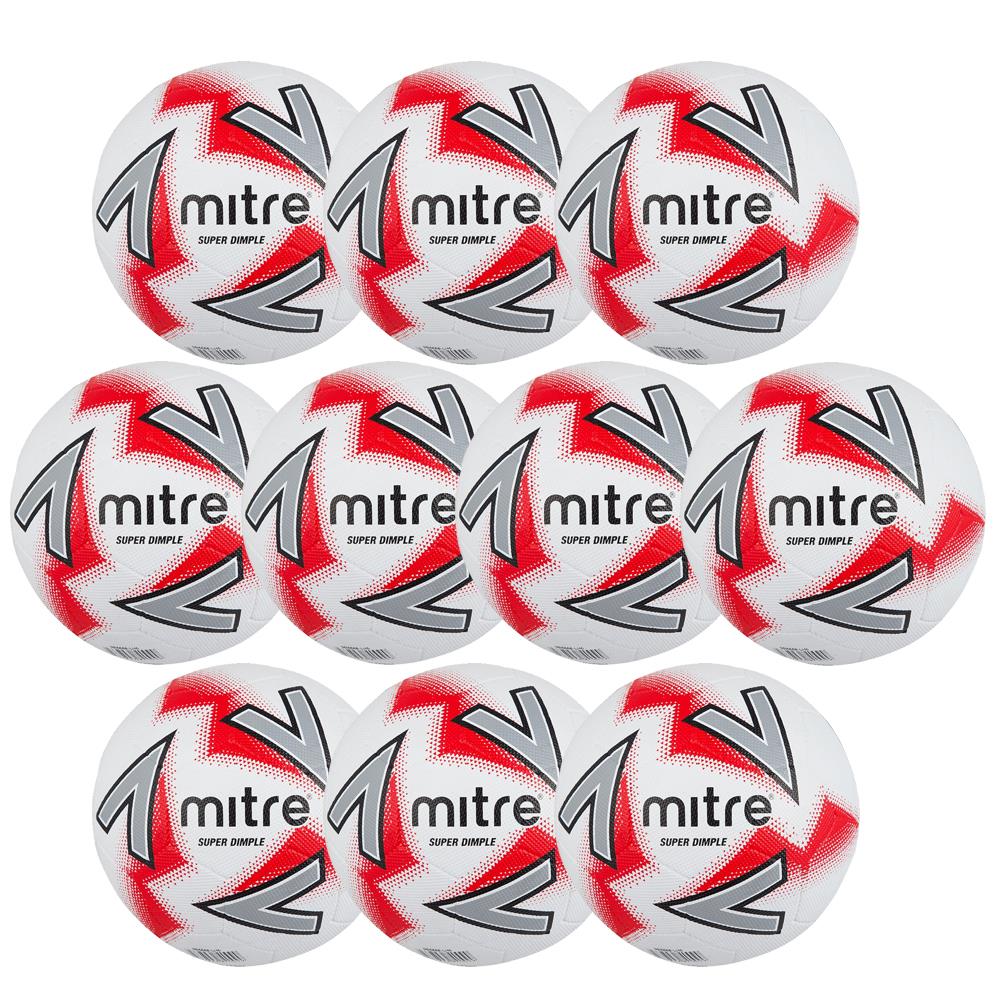 Mitre Super Dimple All Surface Football | Size 5 | Pack of 10 - White ...